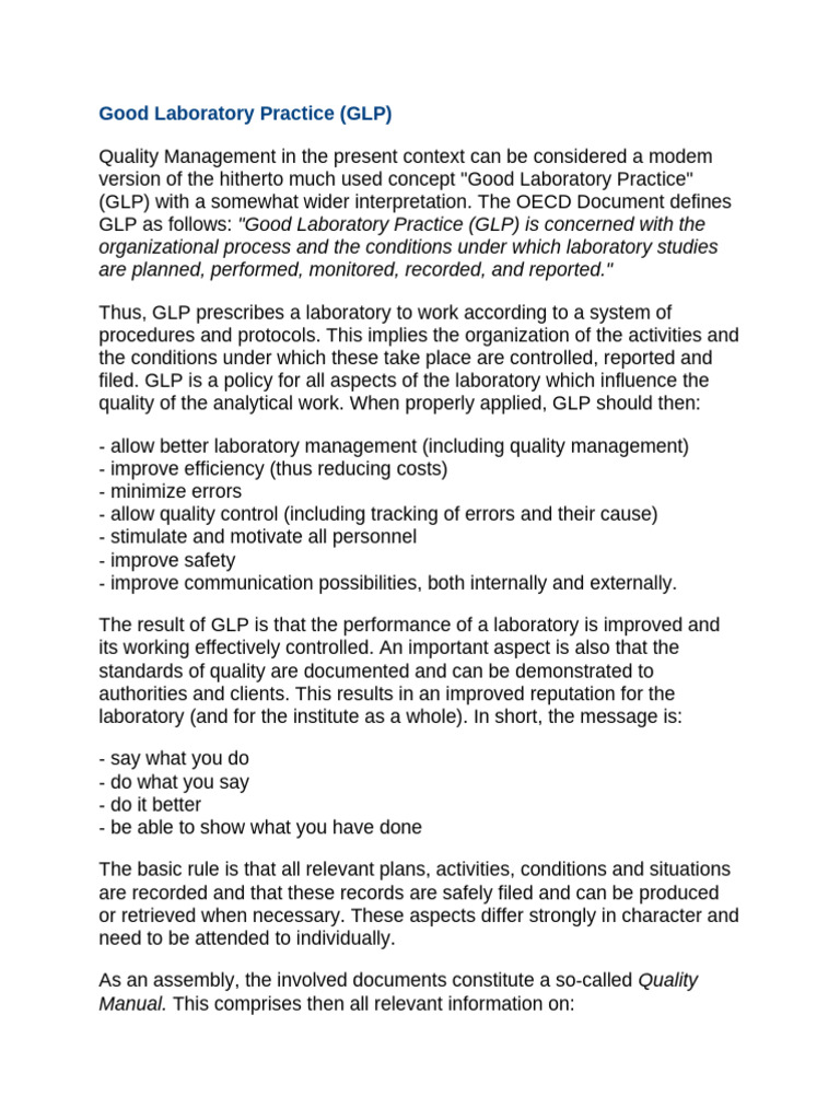 Good Laboratory Practice | PDF | Standardization | Business