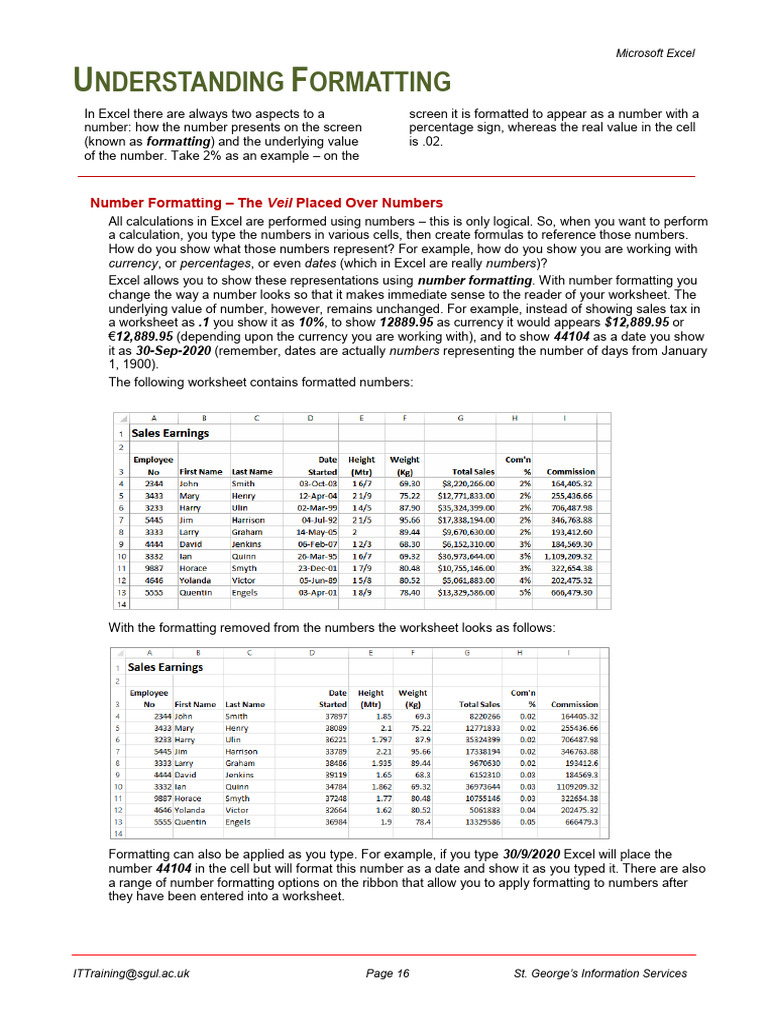 Excel Number Formatting Explained | PDF