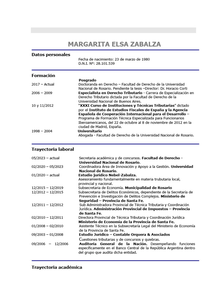 CV Margarita Zabalza | PDF | Maestros | Universidad