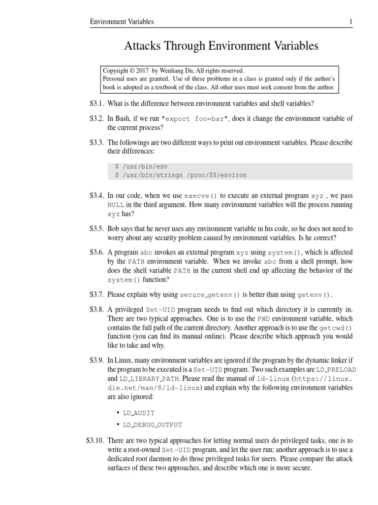 EnvironmentVariable Ex | PDF | Computer Engineering | Software EnvironmentVariable Ex | PDF | Computer Engineering | Software