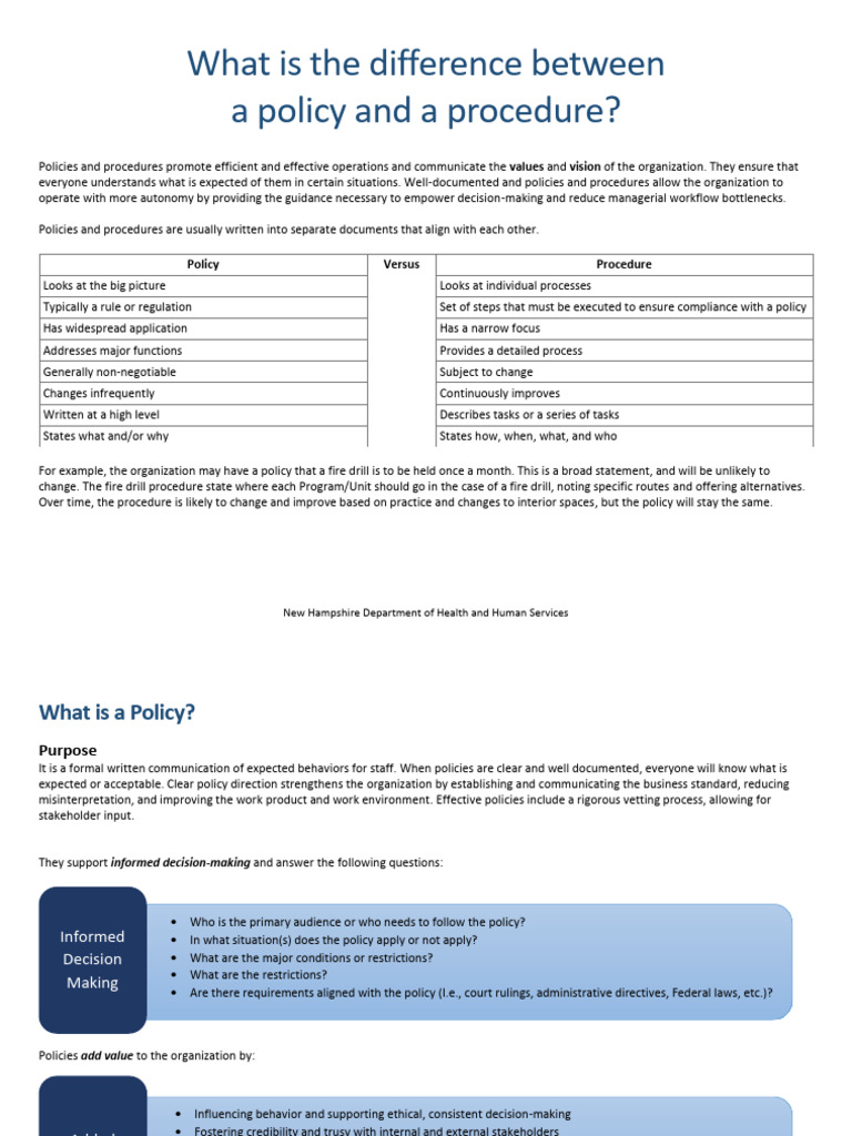 policy-vs-procedure | PDF | Policy | Decision Making