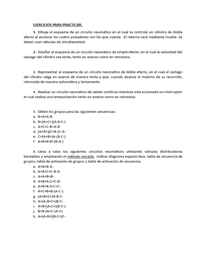 EJERCICIOS PARA PRACTICAR | PDF | Neumática