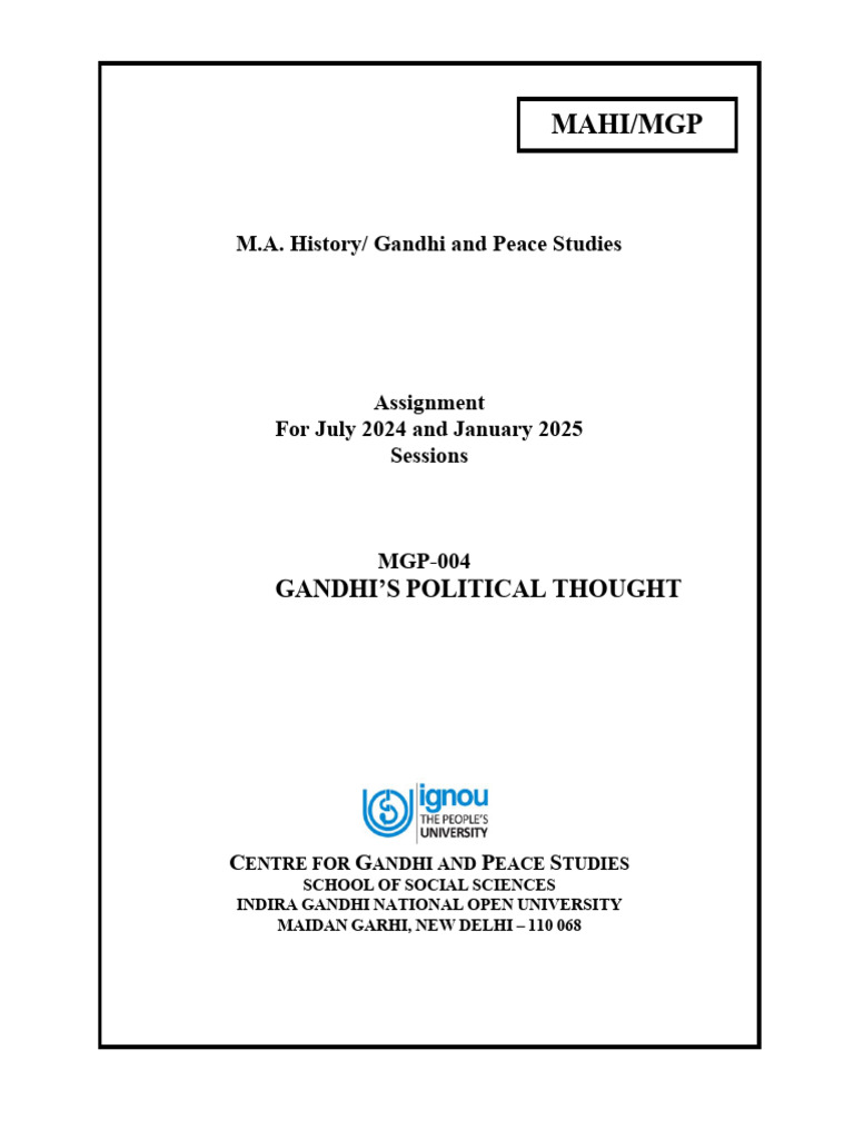 MGP-004 English Assignment 2024-25 | PDF | Question | Mahatma Gandhi