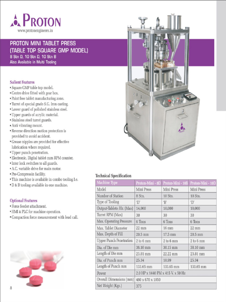 Mini Tablet Press Machine | PDF