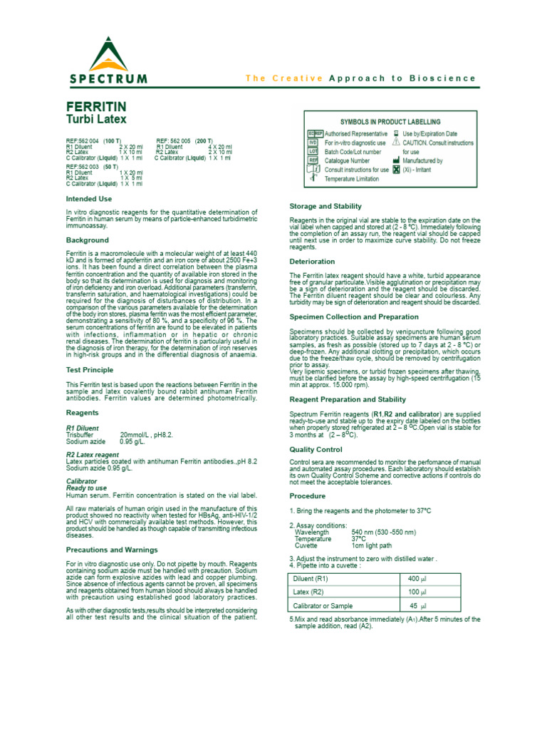 Ferritin Turbilatex Liquid | PDF | Medical Specialties | Clinical Medicine