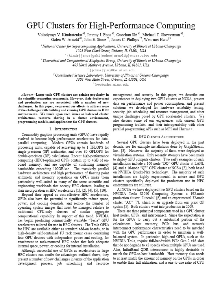 Q7 GPU Cluster for HPC c1 | PDF | Graphics Processing Unit | Computer Cluster