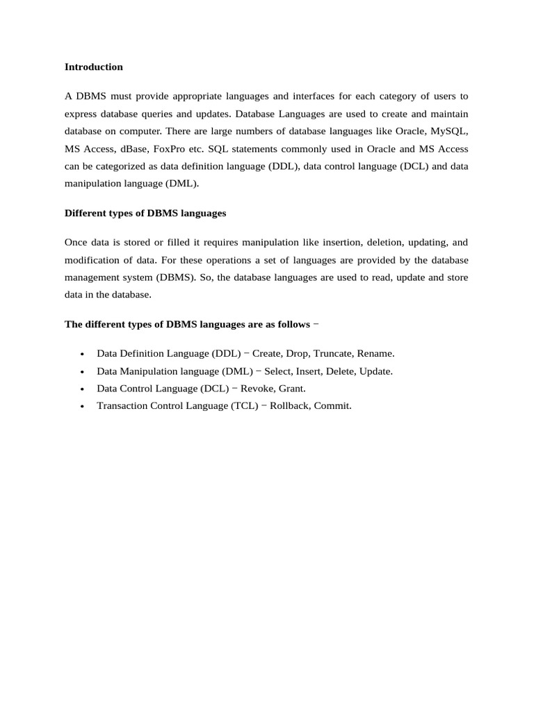 database languages | PDF database languages | PDF