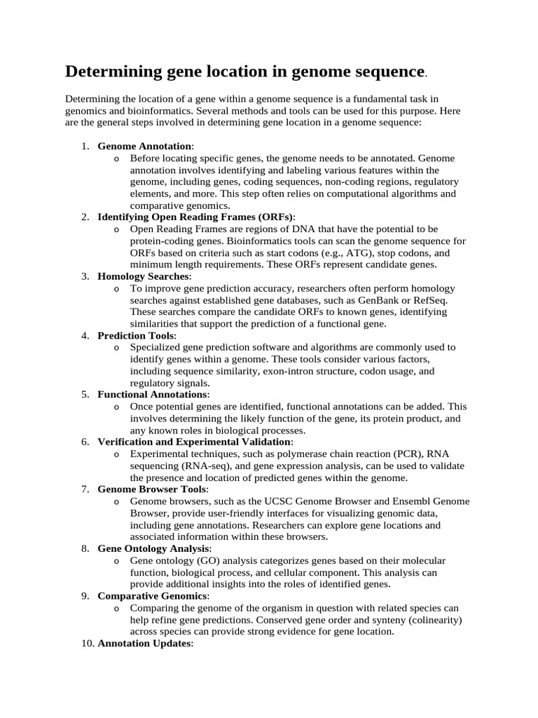 Determining Gene Location in Genome Sequence | PDF | Open Reading Frame ...