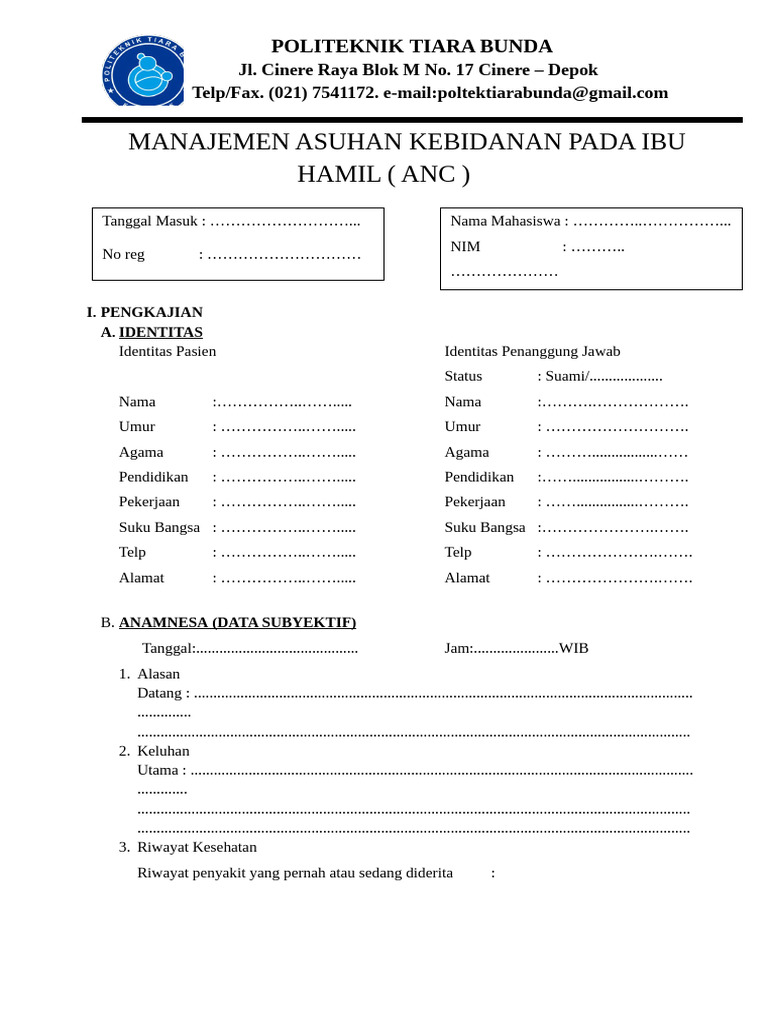 Format Askeb Hamil | PDF