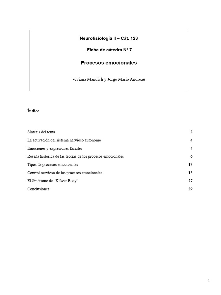 Procesos Emocionales y Neurofisiología | PDF | Las emociones | Sistema límbico