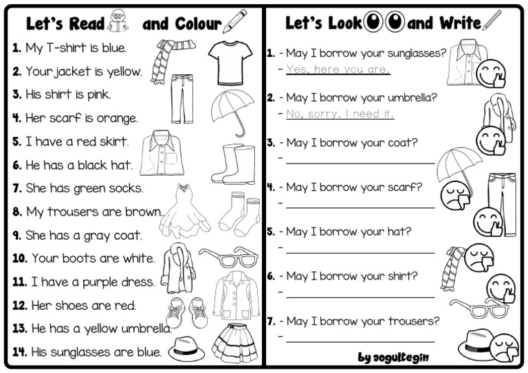 4.8. My Clothes - Let's Read and Colour | PDF