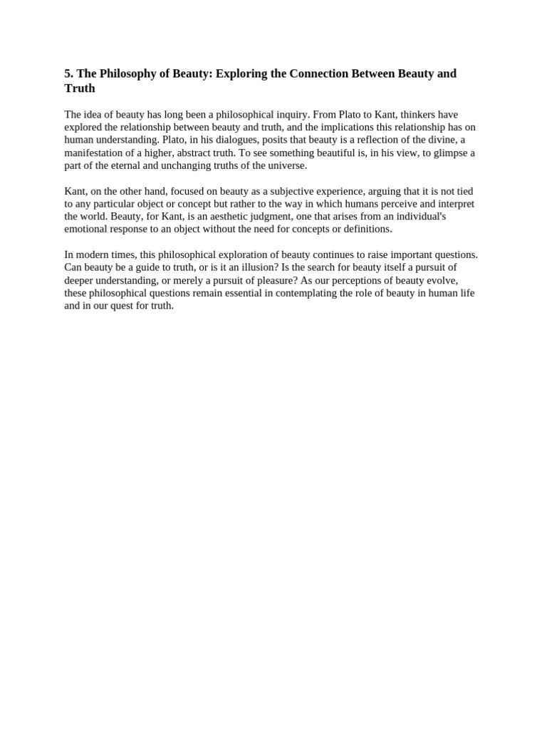 The Philosophy of Beauty: Exploring The Connection Between Beauty and ...