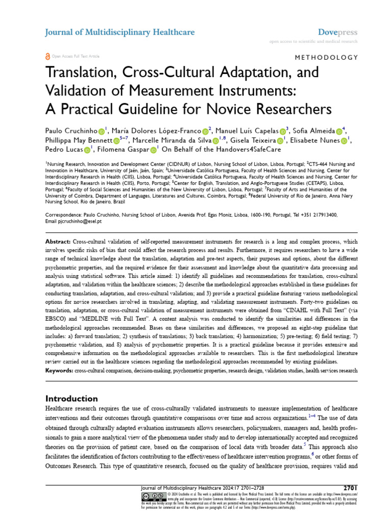 Novice Guide To Cross Cultural Validation Pdf Psychometrics Methodology