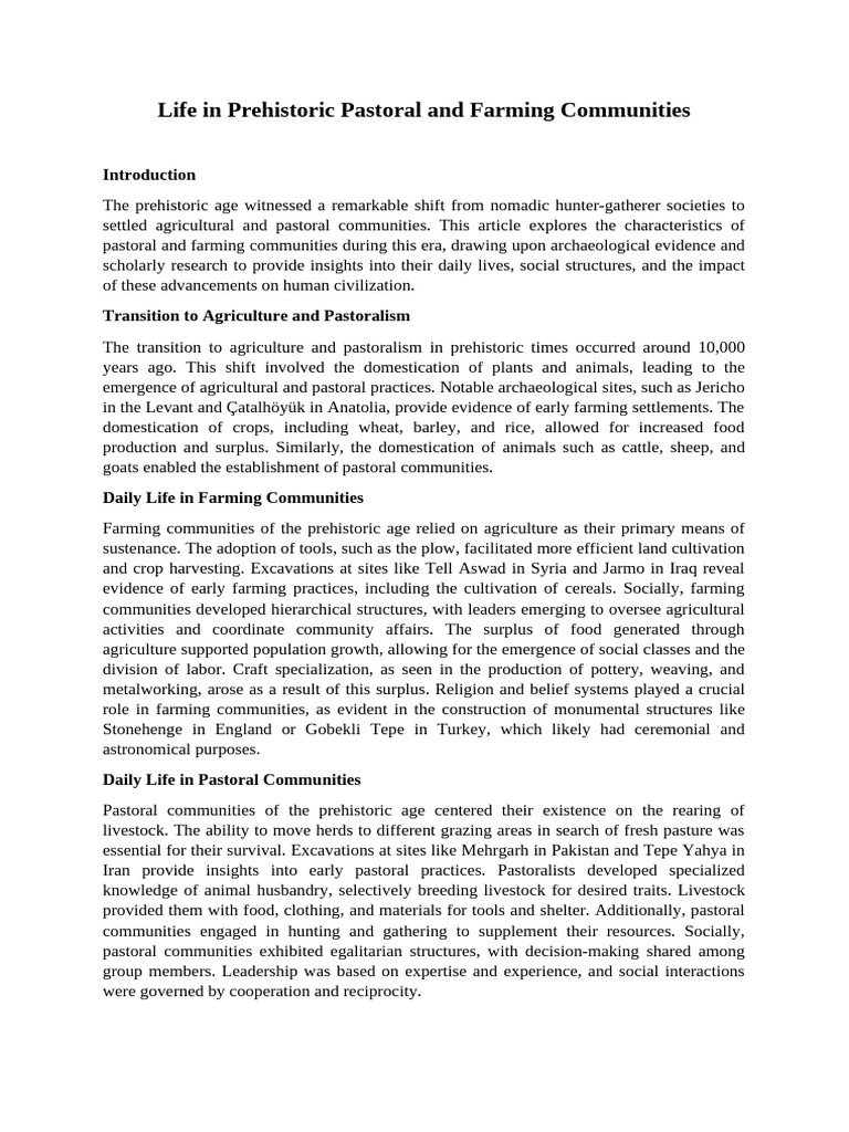 Prehistoric Farming and Pastoral Life | PDF | Pastoralism | Agriculture