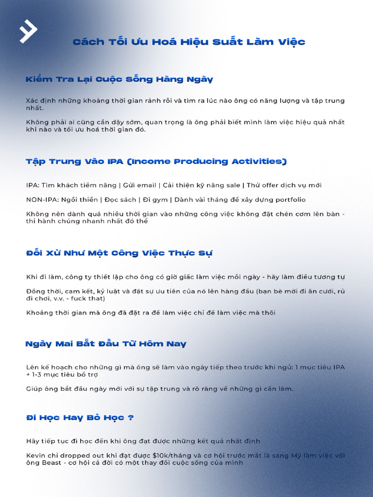 Cach Toi Uu Hoa Hieu Suat Lam Viec | PDF