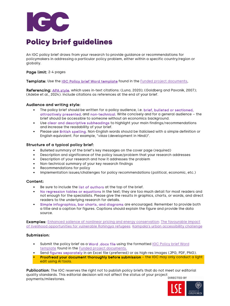 Policy brief guidelines | PDF | Policy