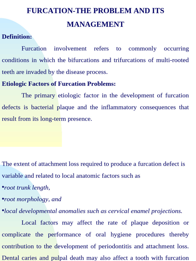 Furcation Invol & Treatment | PDF | Periodontology | Clinical Medicine
