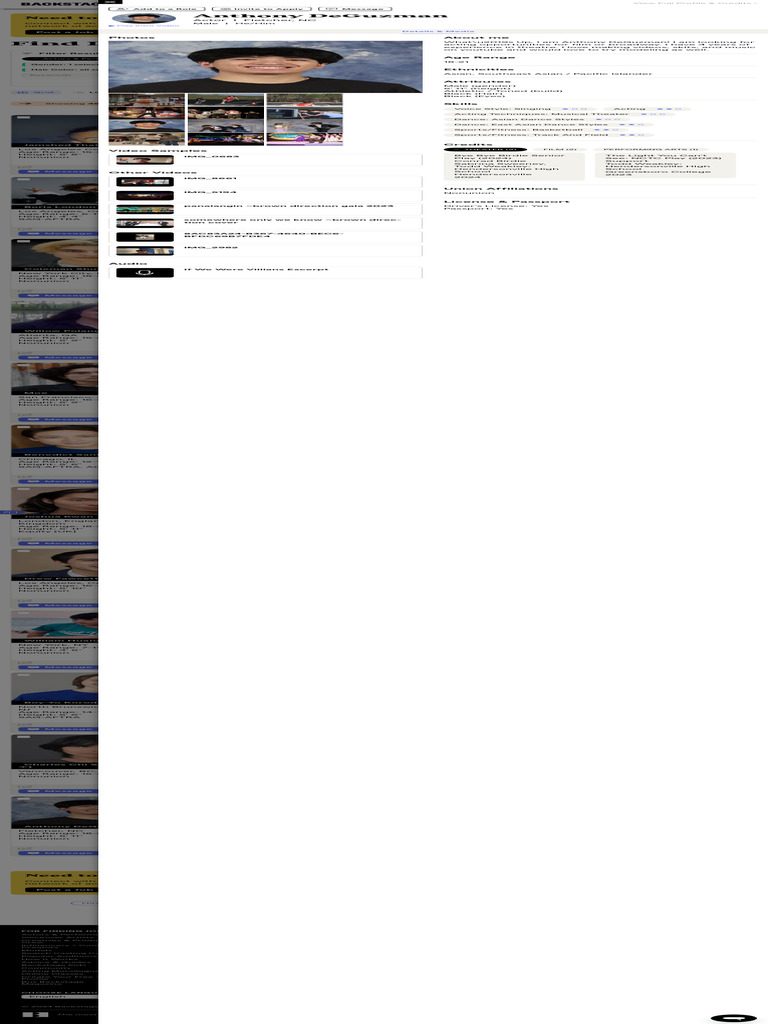 Talent Database Find Local Actors for Hire Backstage 4 | PDF ...