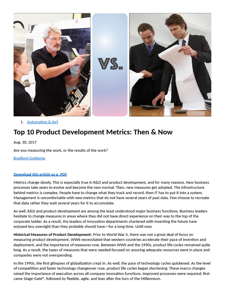 Top 10 Product Development Metrics - Then & Now - 2017 | PDF | Research ...