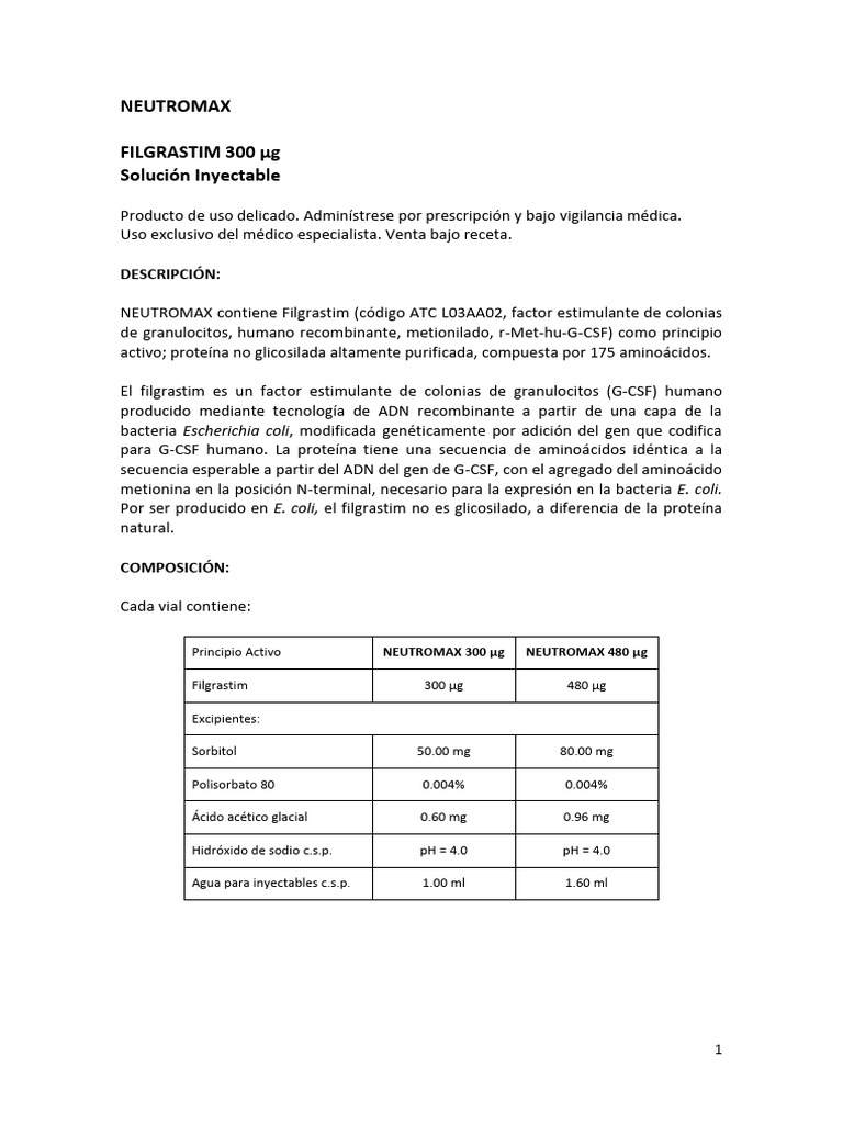 NEUTROMAX | PDF | Quimioterapia | Medicina CLINICA