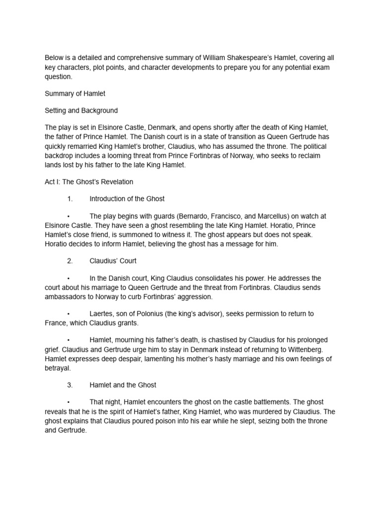 Hamlet Summary: Key Characters & Themes | PDF | Hamlet | Shakespearean ...