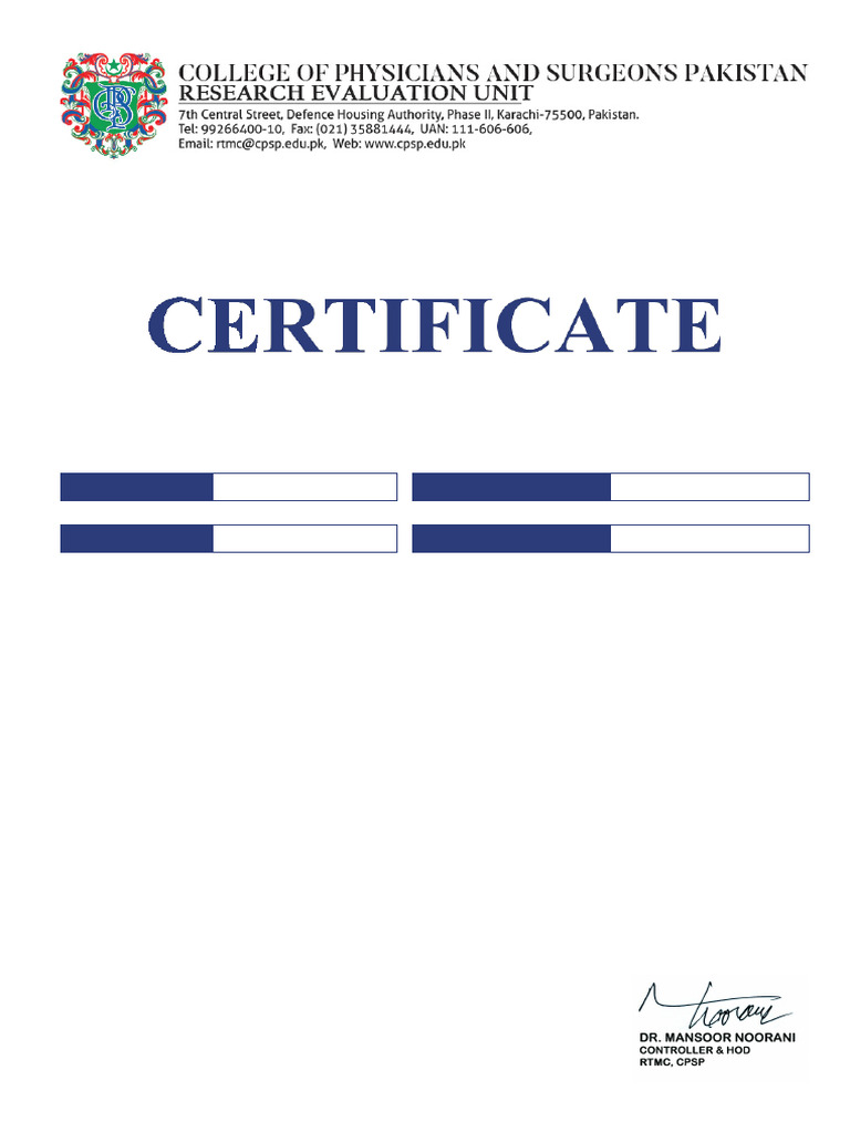 FCPS-II Elective Rotation Certificate | PDF