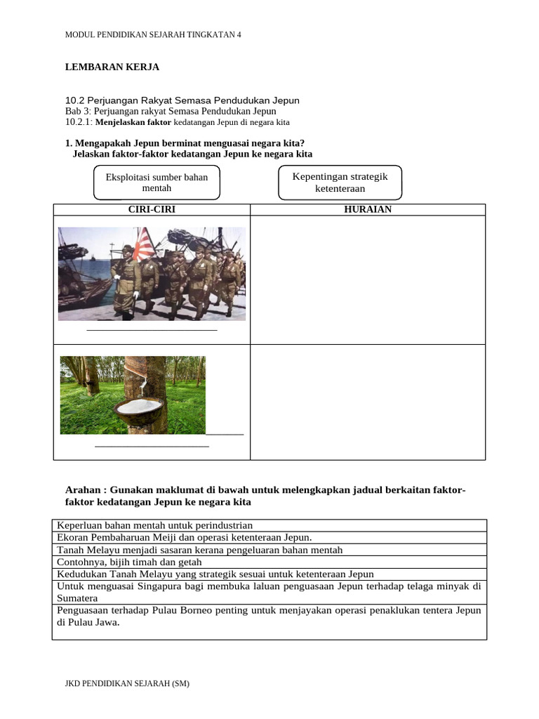 10.2 Perjuangan Rakyat Semasa Pendudukan Jepun | PDF