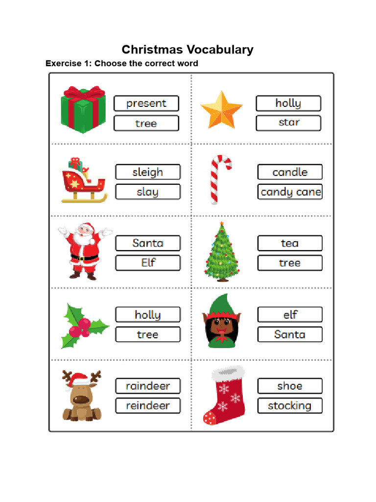Christmas Vocabulary Worksheet | PDF