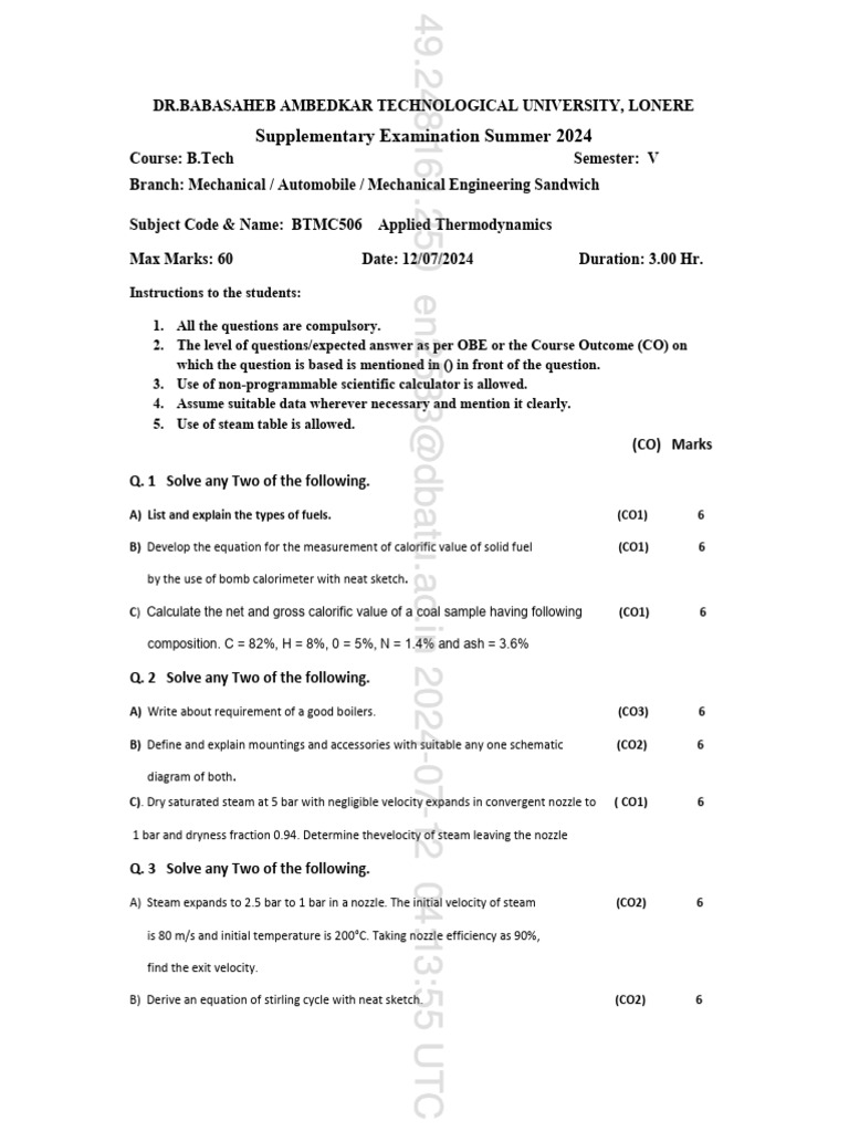 Applied Thermodynamics | PDF | Steam | Energy Conversion