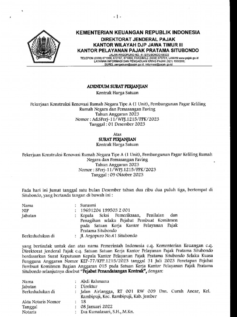 1.+Addendum+Kontrak | PDF