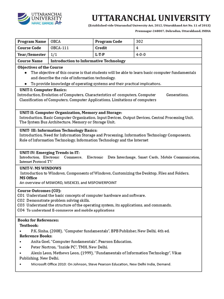 MCA and BCA Syllabus Overview | PDF | Pointer (Computer Programming) | C (Programming Language)