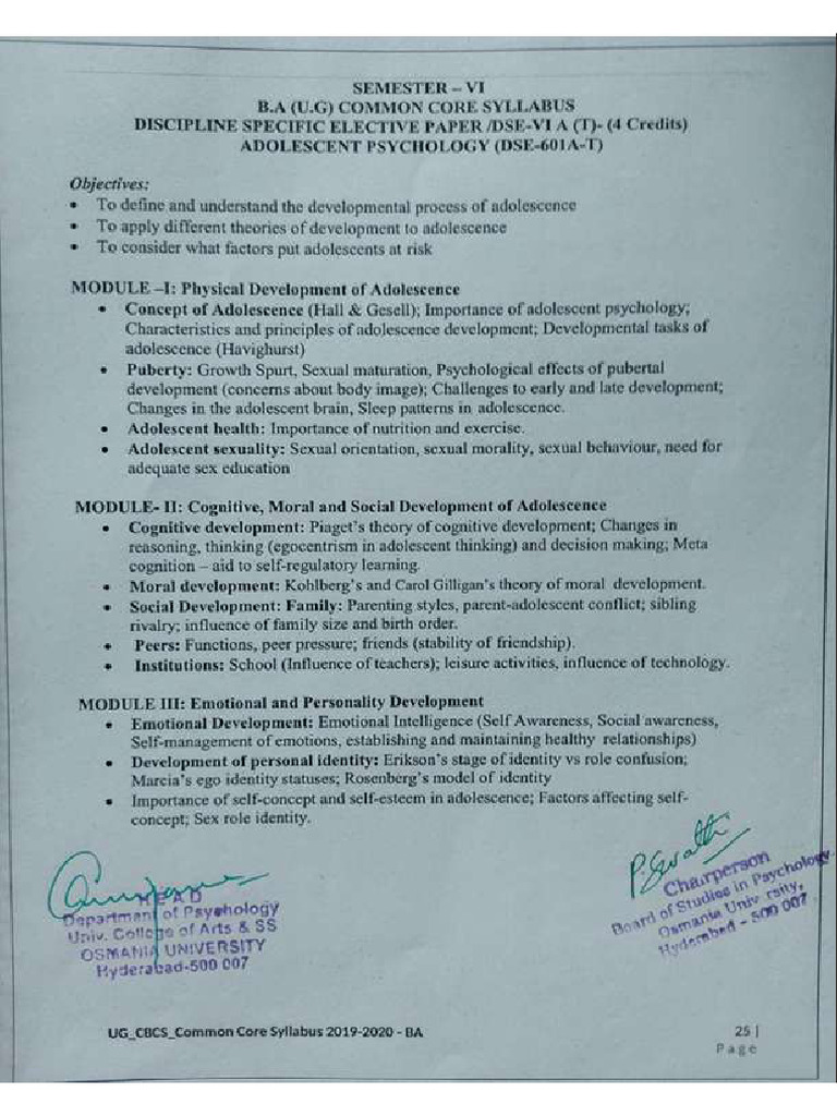 Psychology III Syllabus | PDF