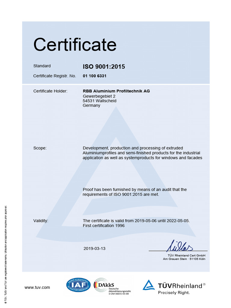 ISO-9001_EN_2019_RBB-Aluminium | PDF | Iso 9000 | International ...
