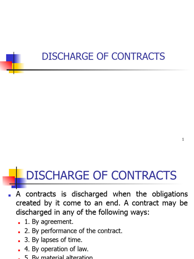 Discharge of Contracts | PDF | Lease | Breach Of Contract