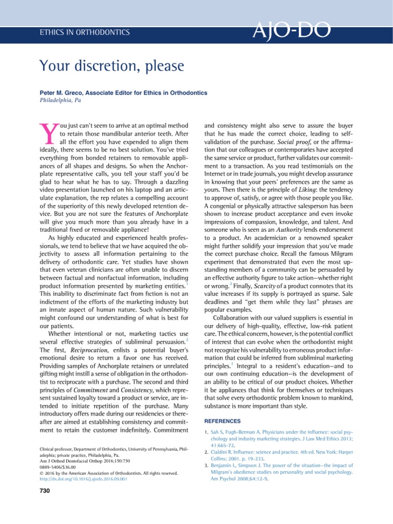 Your Discretion, Please Ymod | PDF | Orthodontics | Persuasion