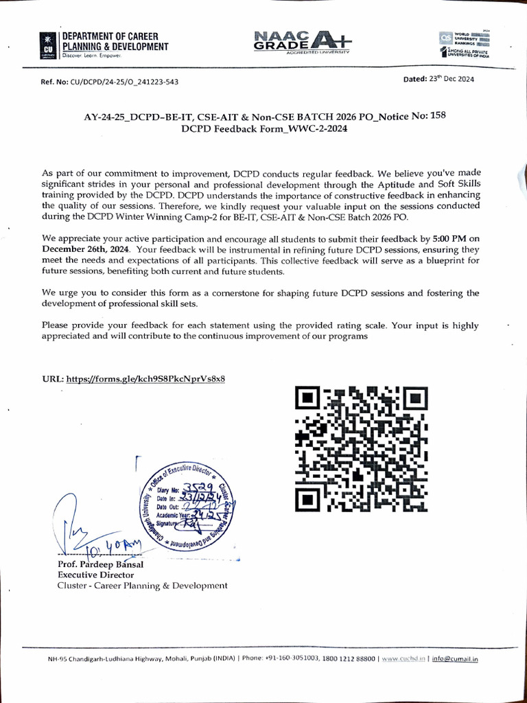 DCPD Feedback Form - WWC-2 Batch 2026 PO | PDF