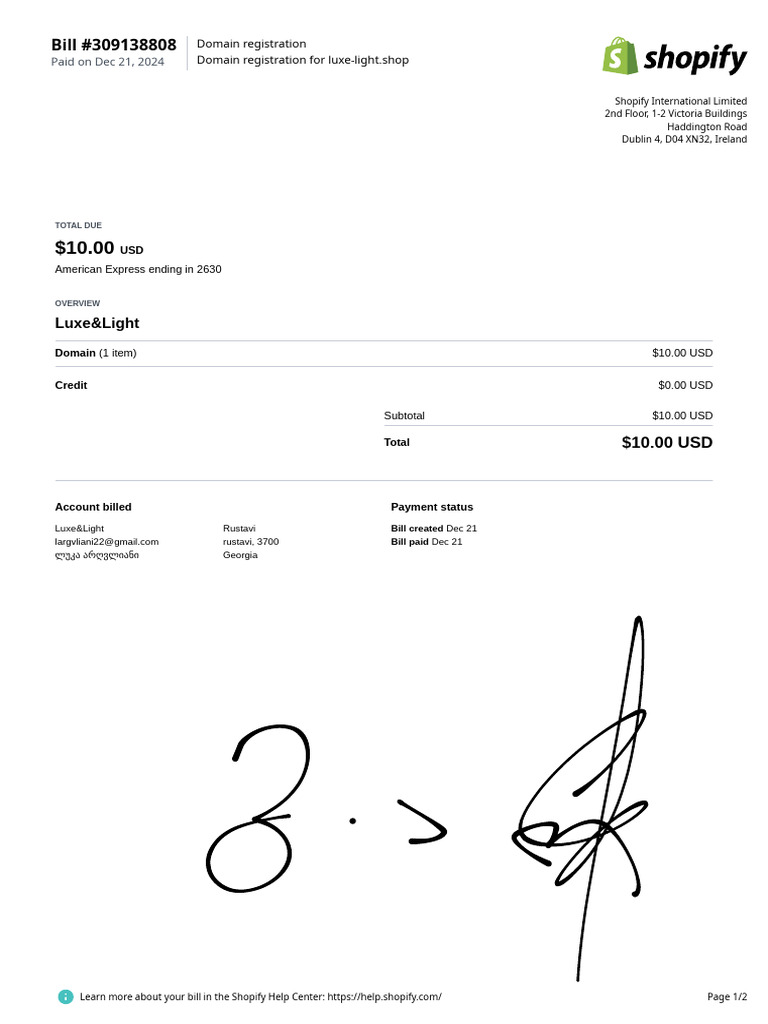 Luxe&Light Domain Registration Invoice | PDF | Services (Economics ...