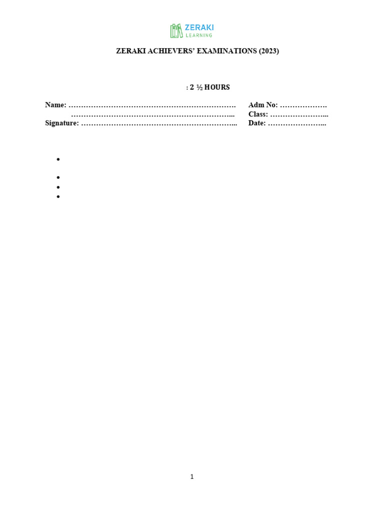 History Form 2 Marking Scheme Zeraki Achievers 11.0 - October 2023 ...