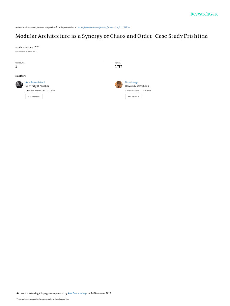 Modular Architecture As A Synergy of Chaos and Order-Case Study Prishtina | PDF | Chaos Theory ...