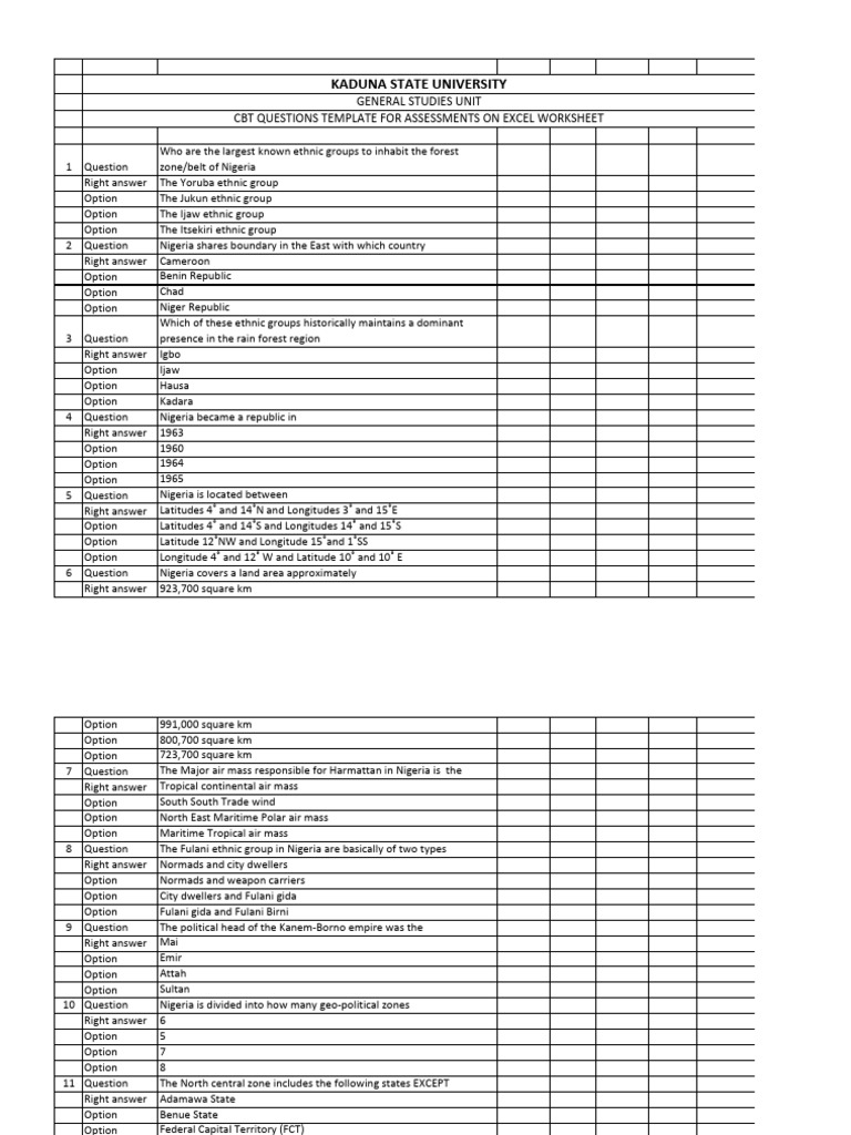 GST 103 Practice Exams Questions | PDF | Nigeria
