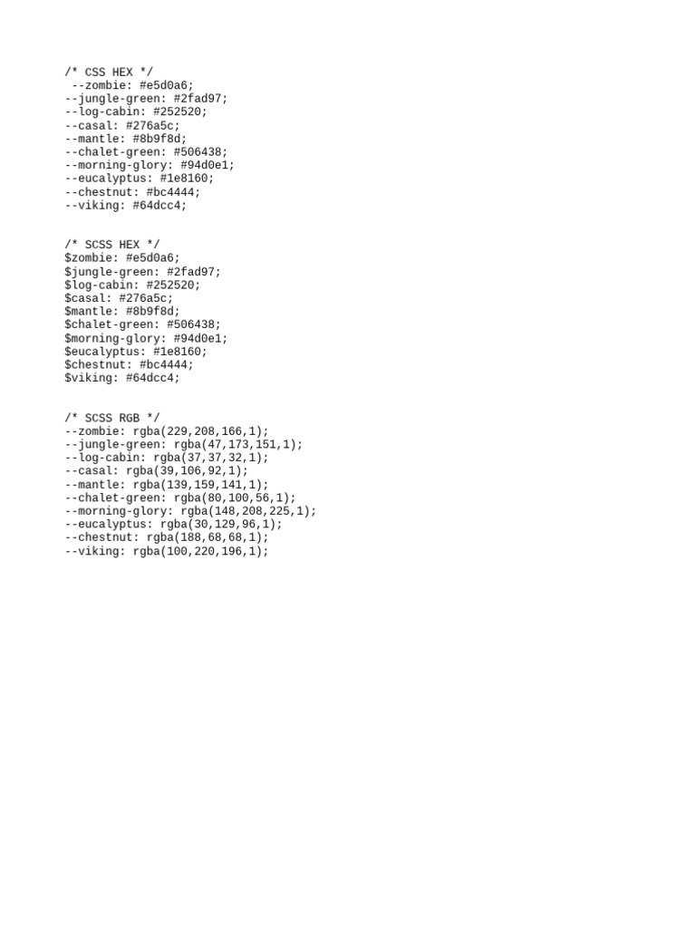 CSS and SCSS Color Codes Guide | PDF