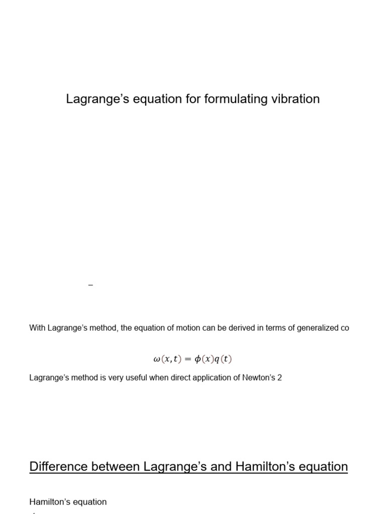 Lagrange's Equation For Formulating Vibration Problems | PDF ...