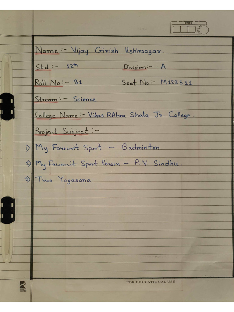 12th PT Project Vijay G.K. | PDF