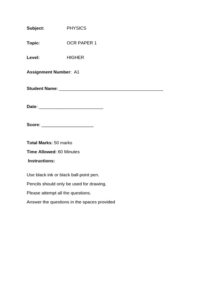 OCR- Paper 1, Higher_solution | PDF