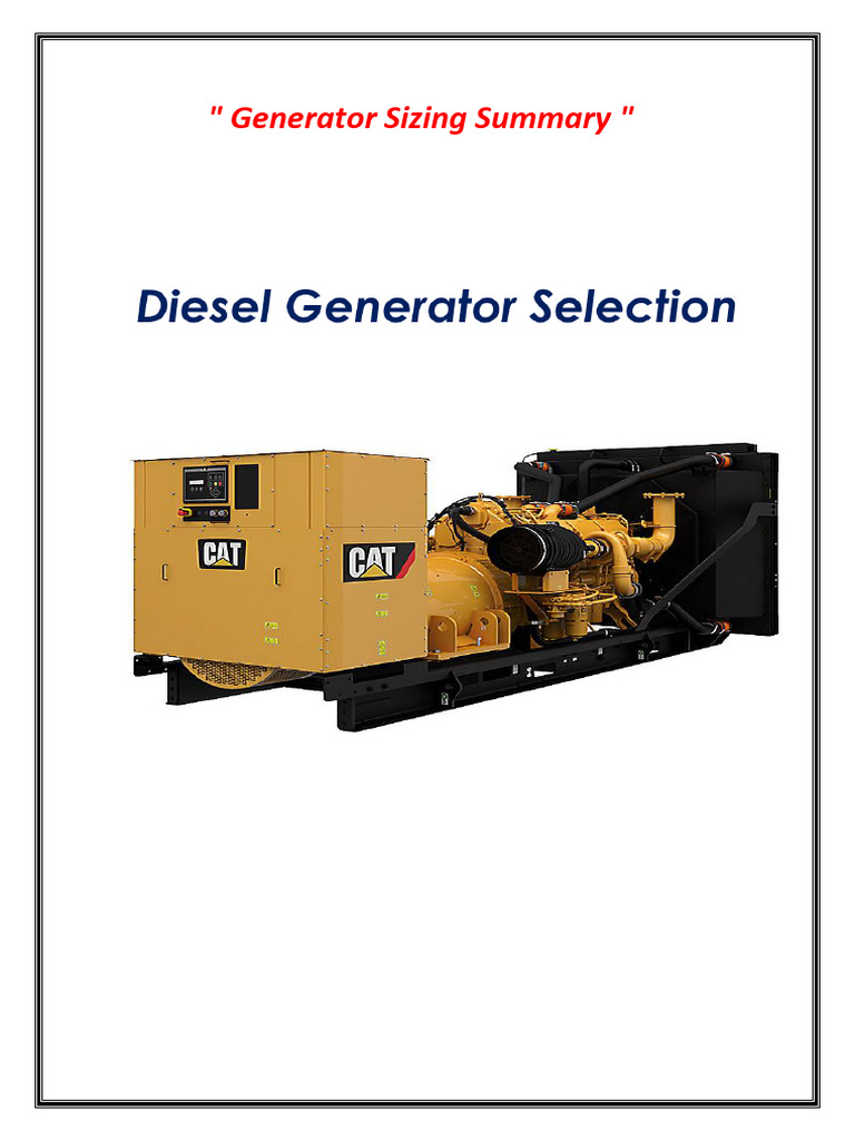 Generator Sizing Summary | PDF | Electric Generator | Atmosphere Of Earth