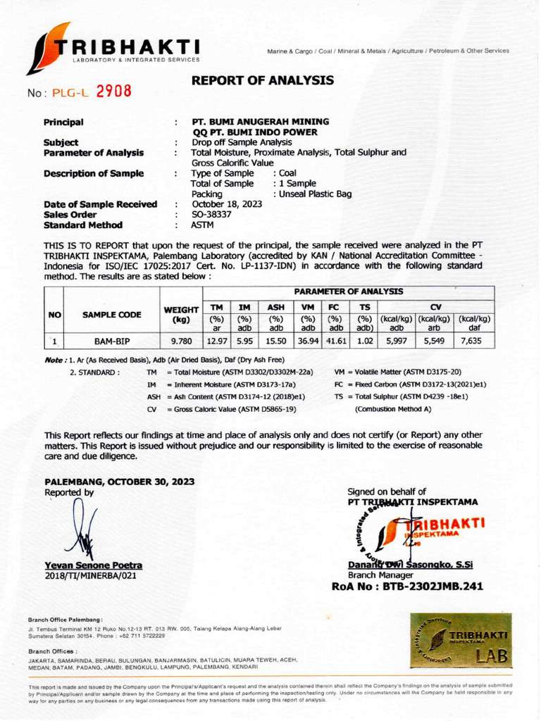 Scanned ROA PT. BAM - 1 Sample (18-10-2023) | PDF