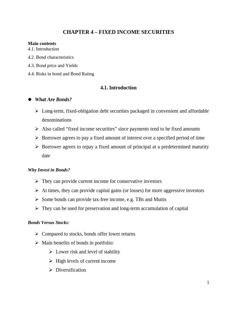Chapter 4 Fixed Income Securities | PDF | Bonds (Finance) | Yield (Finance)