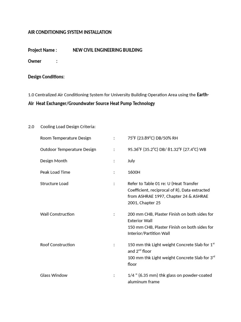 Updated COOLING LOAD CALCULATION PROJECT | PDF | Heat Transfer ...