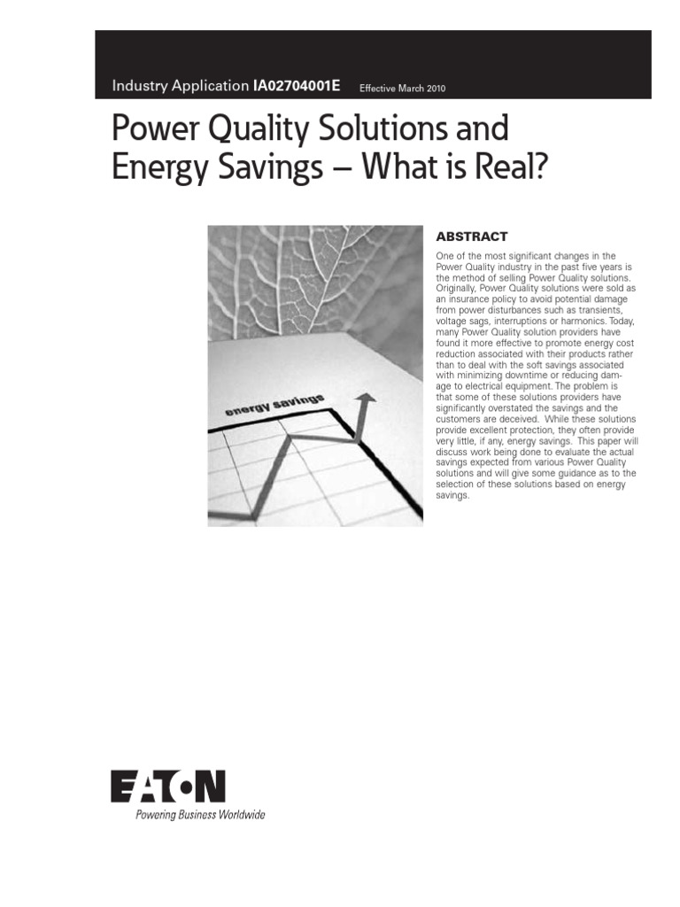 Power Quality: Real Energy Savings? | PDF | Transformer | Energy ...