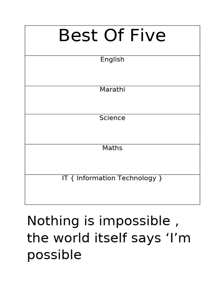 Best of Five | PDF